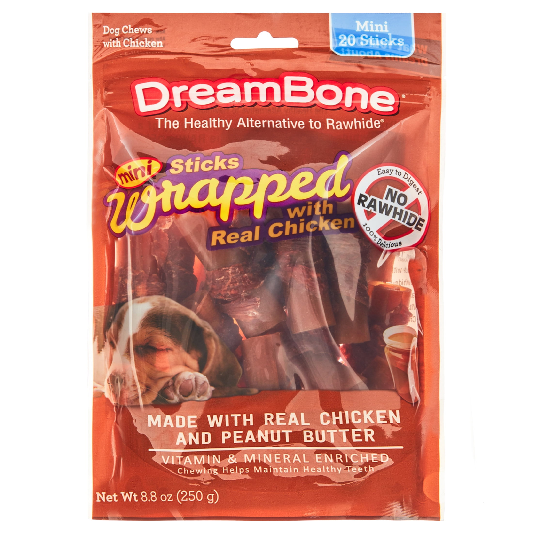 DreamBone Mini Chicken Wrapped Chews with Peanut Butter Rawhide-Free ...