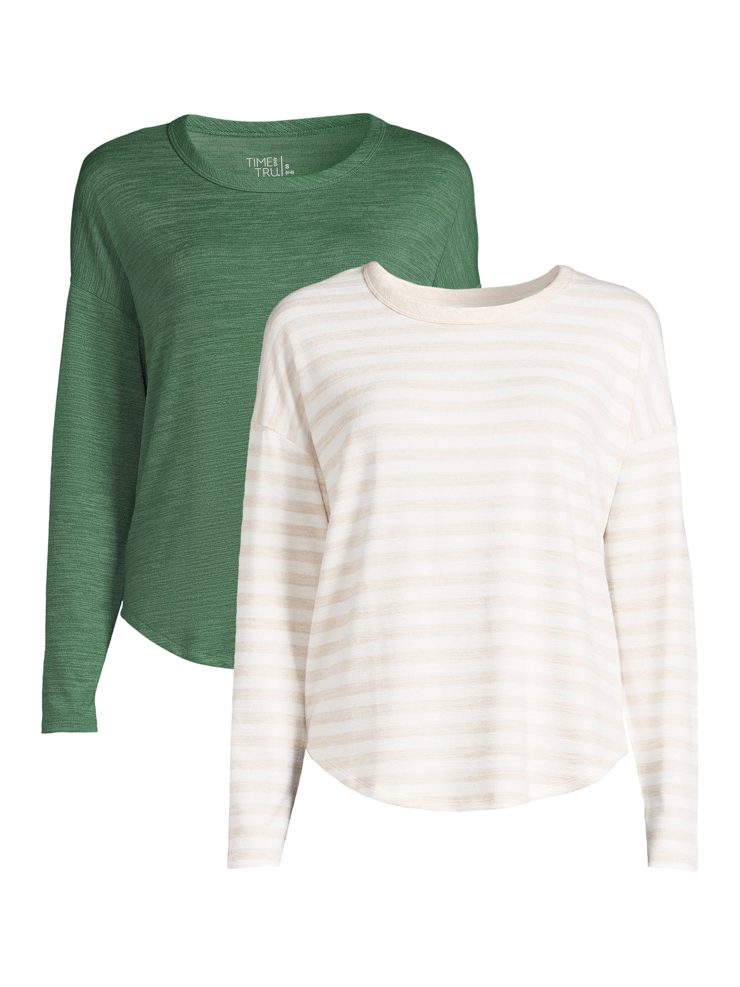 Time and Tru Women's Long Sleeve Hacci Top (2 Pack) - Walmart.com
