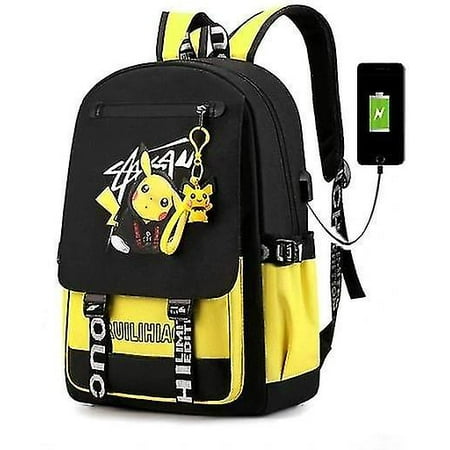 Luminous Pattern Pikachu Backpack Pokemon Backpack With Usb Port ...