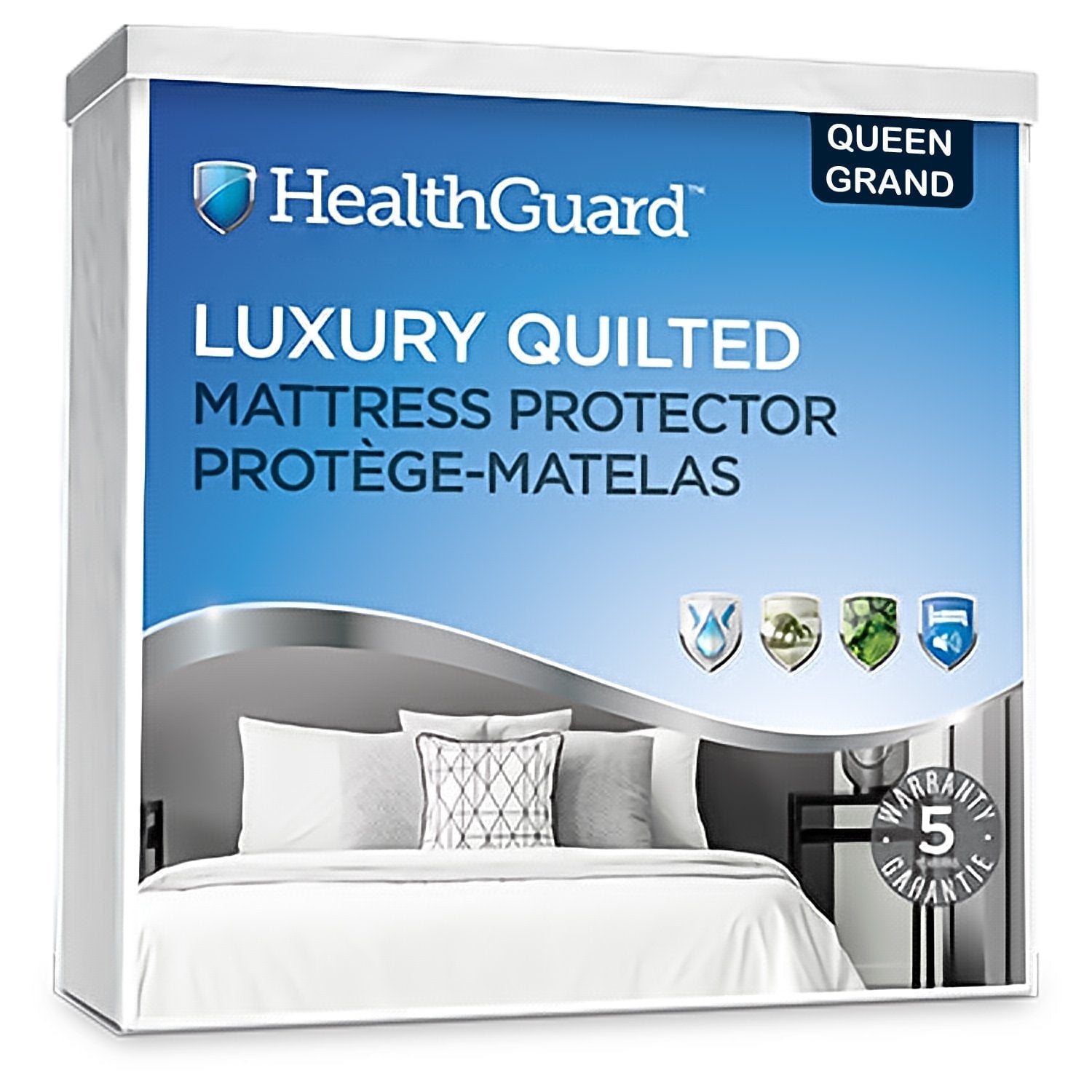 HealthGuard Luxury Quilted Waterproof Mattress Protector Queen ...