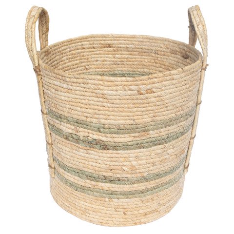 Better Homes & Gardens Natural Maize Colored Stripe Basket, Green, Large - Walmart.com