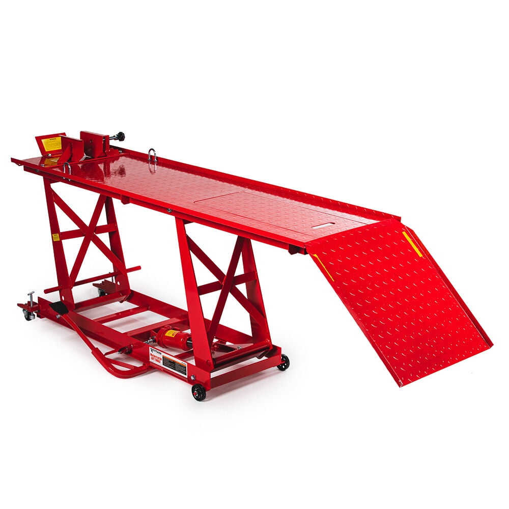 Titan Ramps Hydraulic Motorcycle Lift, Rated 1000 LB, Pneumatic Lift ...