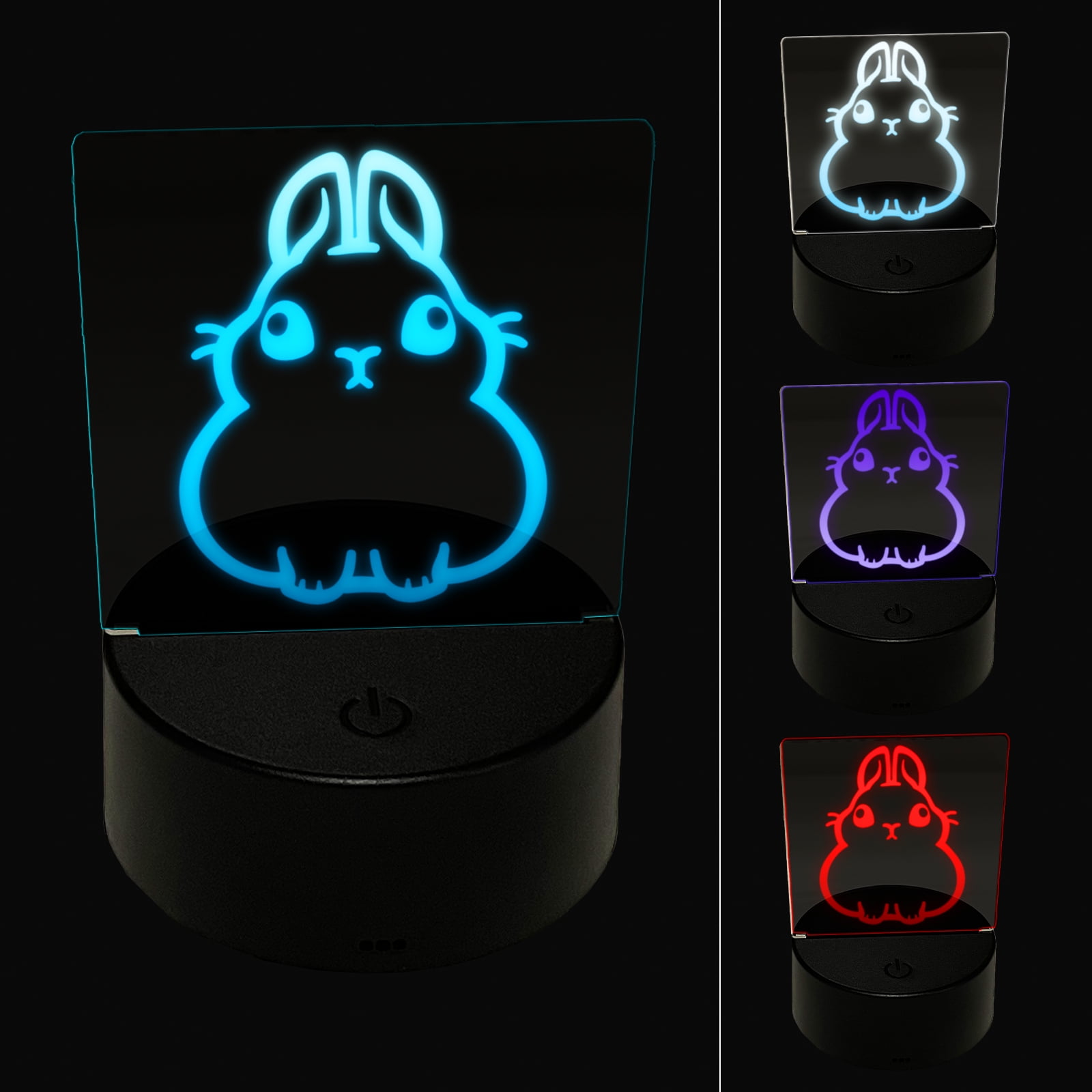 Pygmy Rabbit Bunny Cute LED Night Light Sign 3D Illusion Desk ...