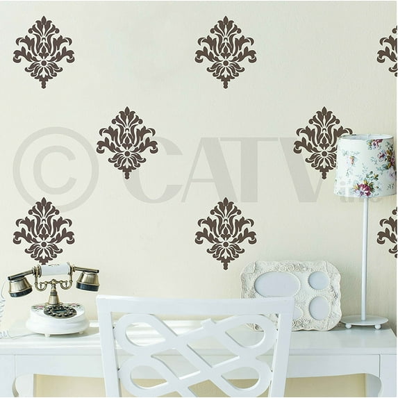 Damask Set of 18 Vinyl Wall Decal Self Adhesive Wall Pattern Decals ...