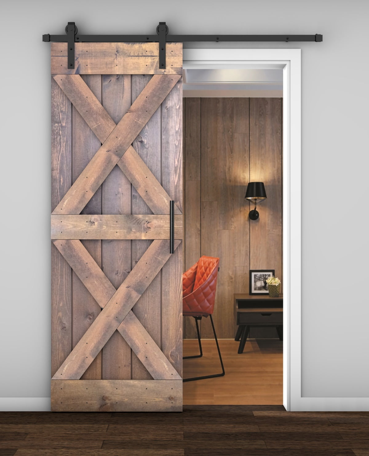 Essencaliy 30in x84in Solid Wood Barn Door Made-in-USA Finished Rustic ...