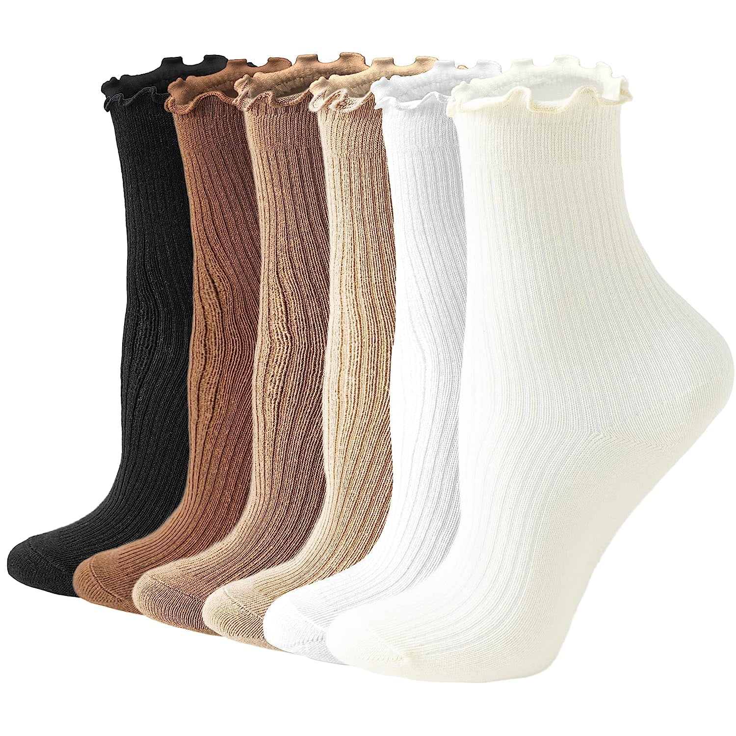 Holzlrgus Womens Ruffle Socks Cute Frilly Ankle Socks Quarter Crew ...