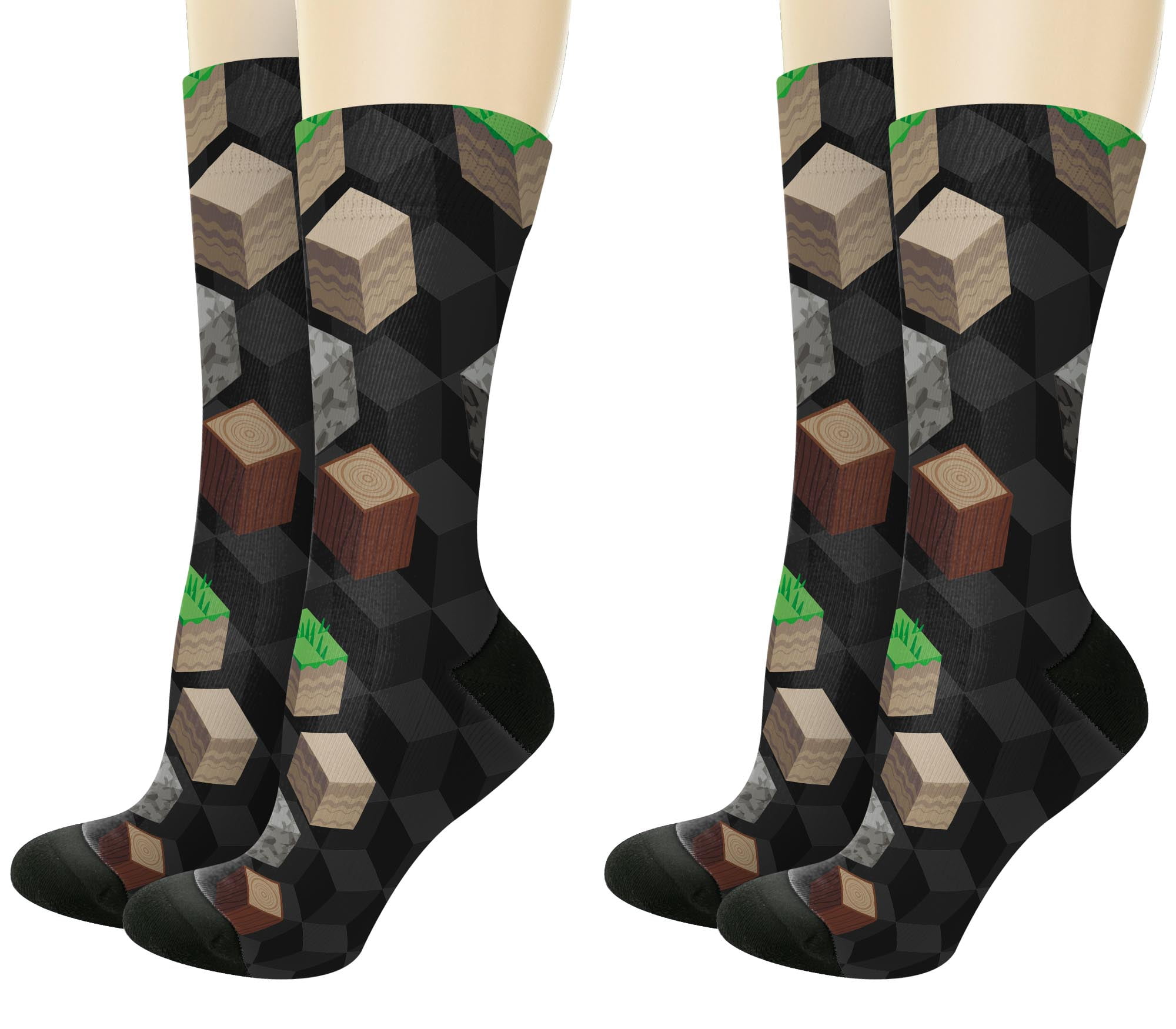 ThisWear Classic Retro Gamer Mine World Building Craft Blocks 2-Pairs ...