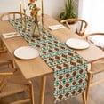 Bohemian Cotton Linen Table Runner Teal and Brown Southwestern Aztec ...