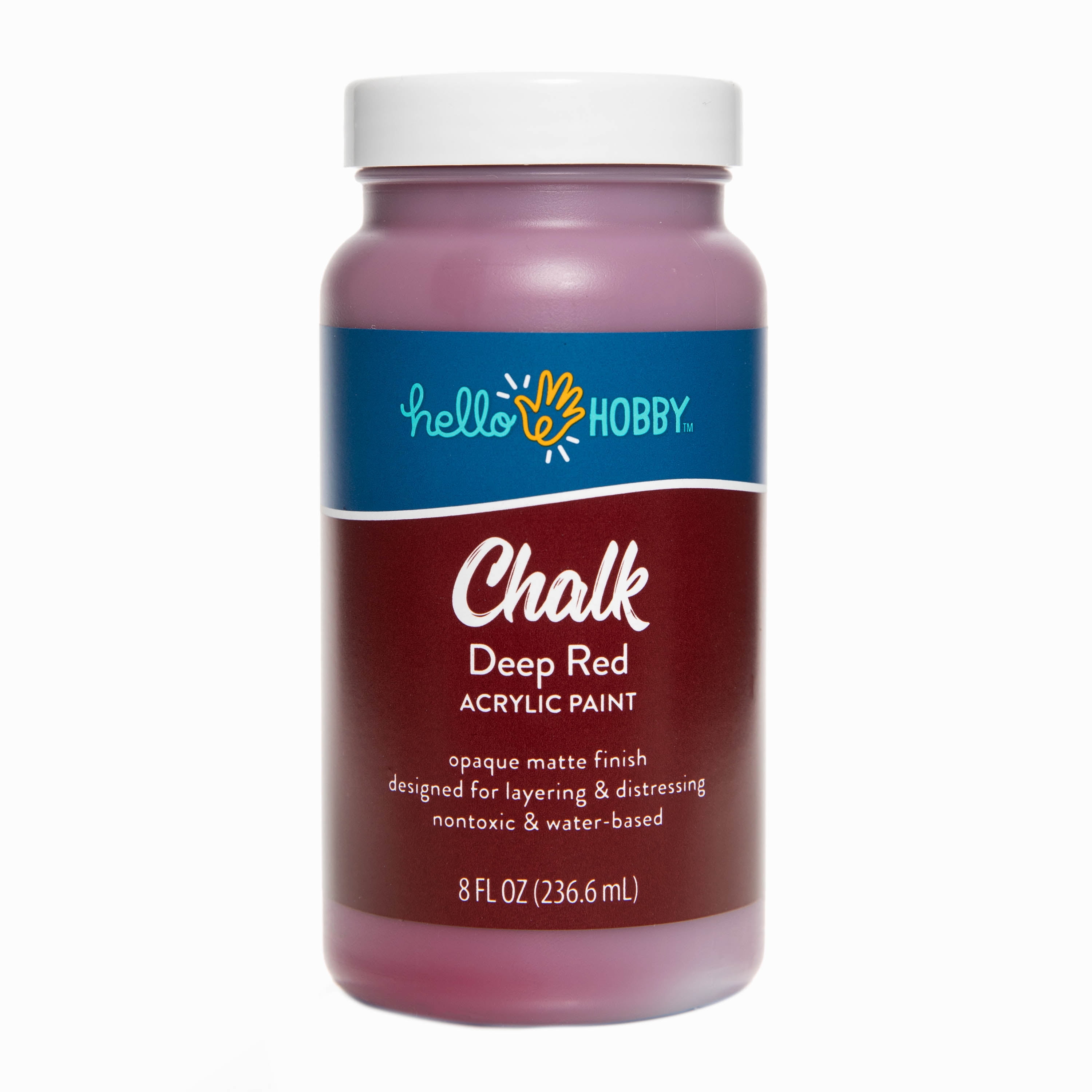 Hello Hobby Chalk Acrylic Paint, Ultra Matte, Deep Red, 8 fl oz #40528 ...