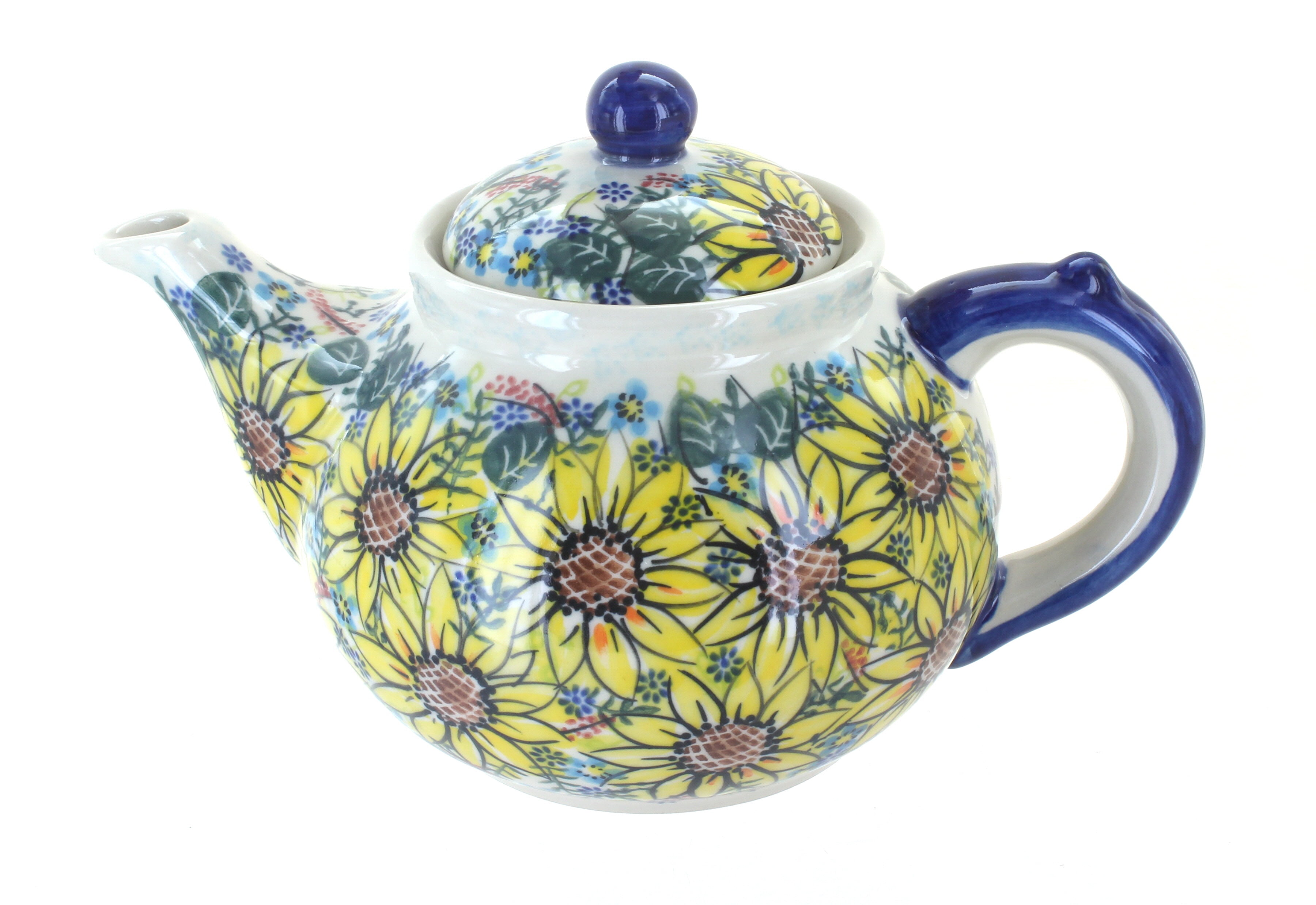Blue Rose Polish Pottery Sunflower Maze Teapot - Walmart.com