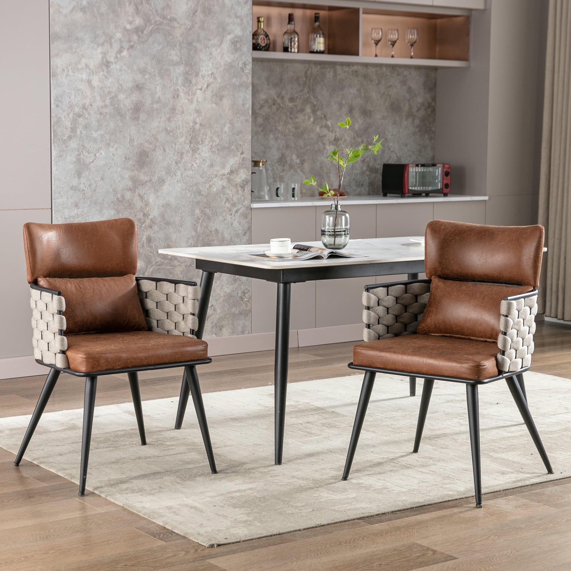BFZ Dining Chairs Set of 2, Mid-Century Modern Dining Chairs with Metal ...