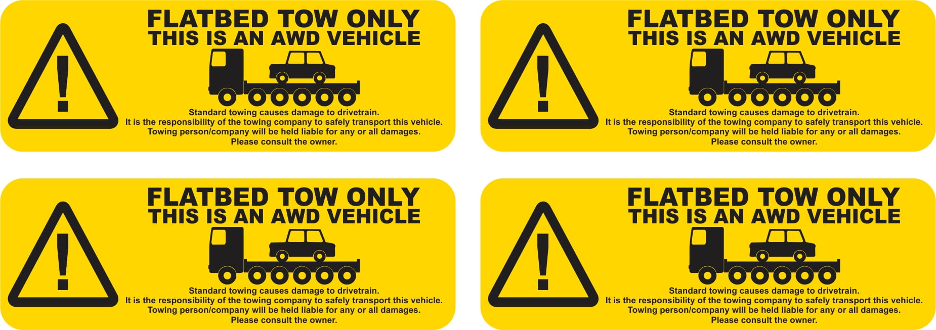 Sheet of 3in x 1in FlatBed Tow Warning Stickers - Walmart.com