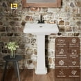 Los Flexi 26" x 20" Large Pedestal Sink, Glossy White Ceramic Pedestal ...