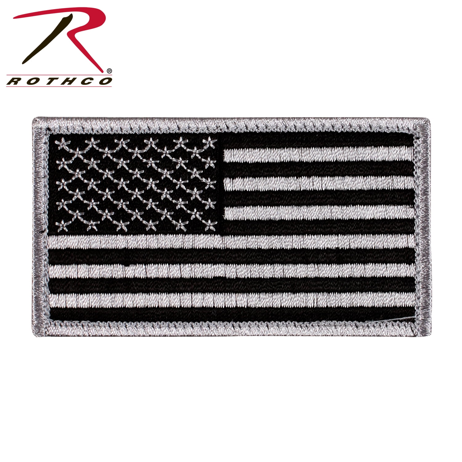 Rothco American Flag Patch - Hook Back - Black / Silver, Reverse - Walmart.com