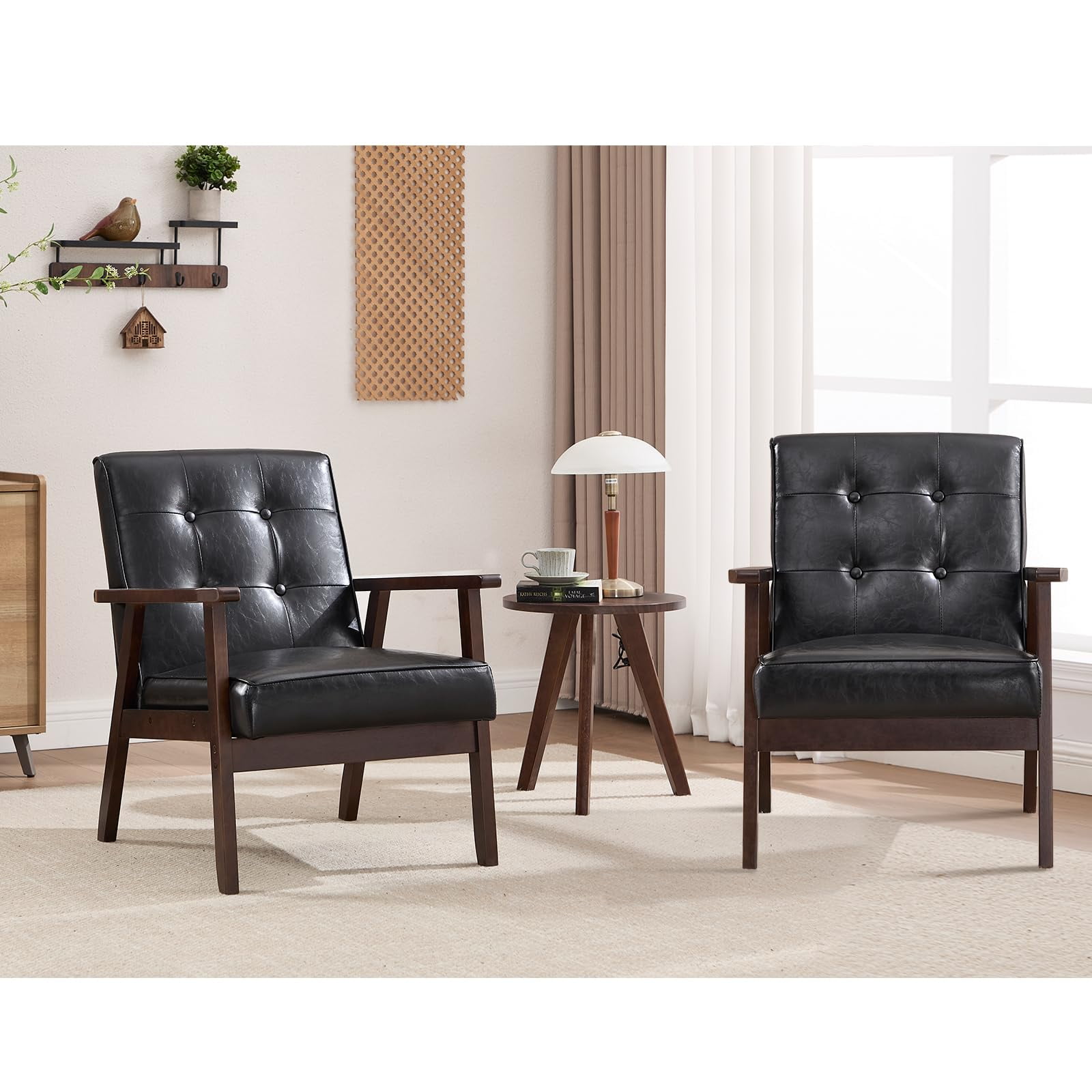 Click here for Bonzy Home Leather Accent Chair Set Of 2  Mid Cent... prices