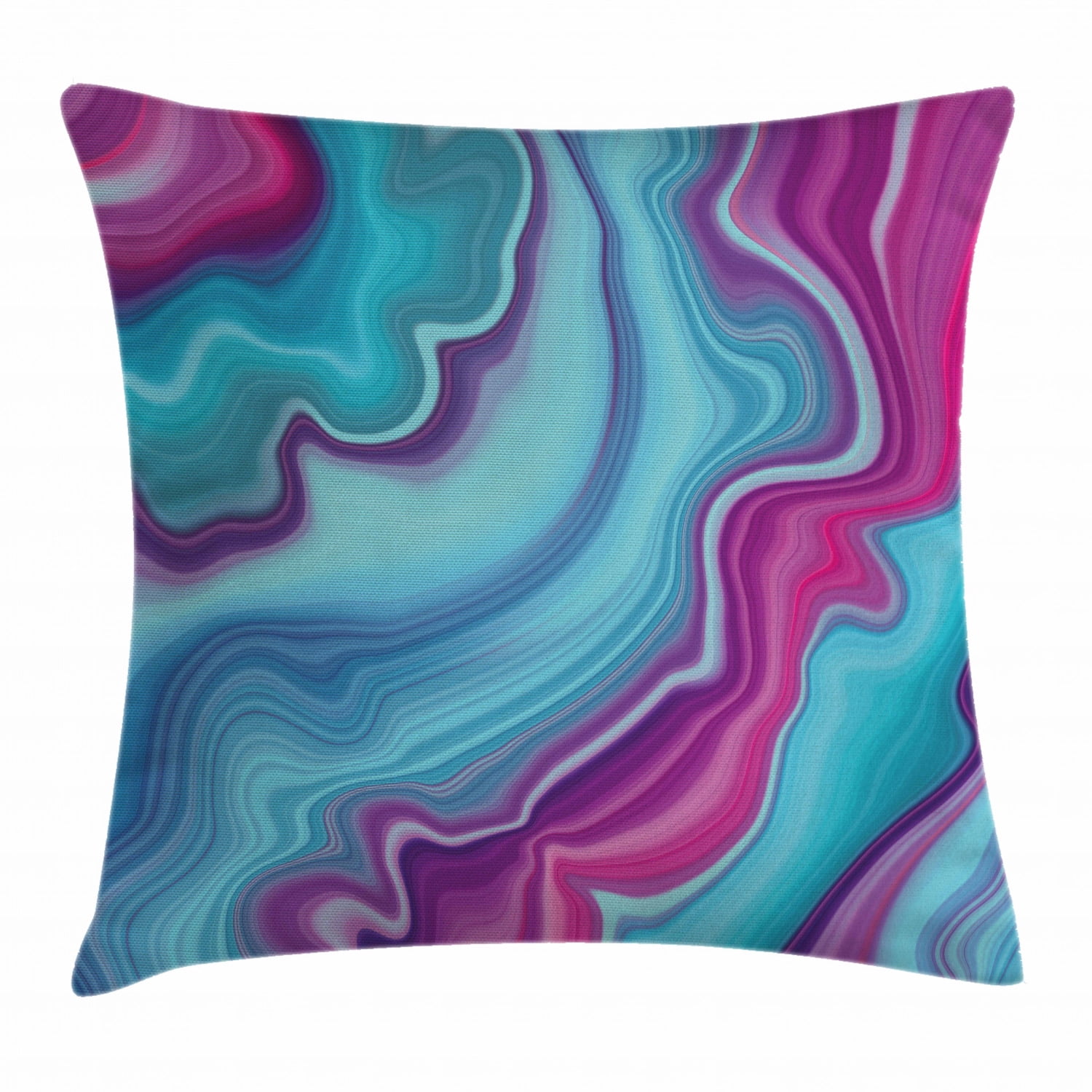 Marble Throw Pillow Cushion Cover, Abstract Color Formation Wavy Aqua ...