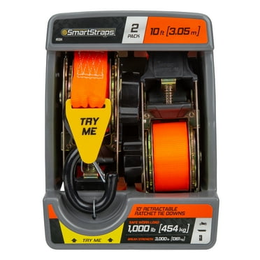 SmartStraps 173W 10 ft. Orange Retractable Ratchet, 1,000 lb., 2-Pack ...