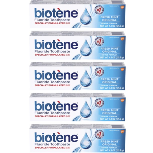 5 Pack Biotene Fresh Mint Original Gentle Formula Fluoride Toothpaste ...