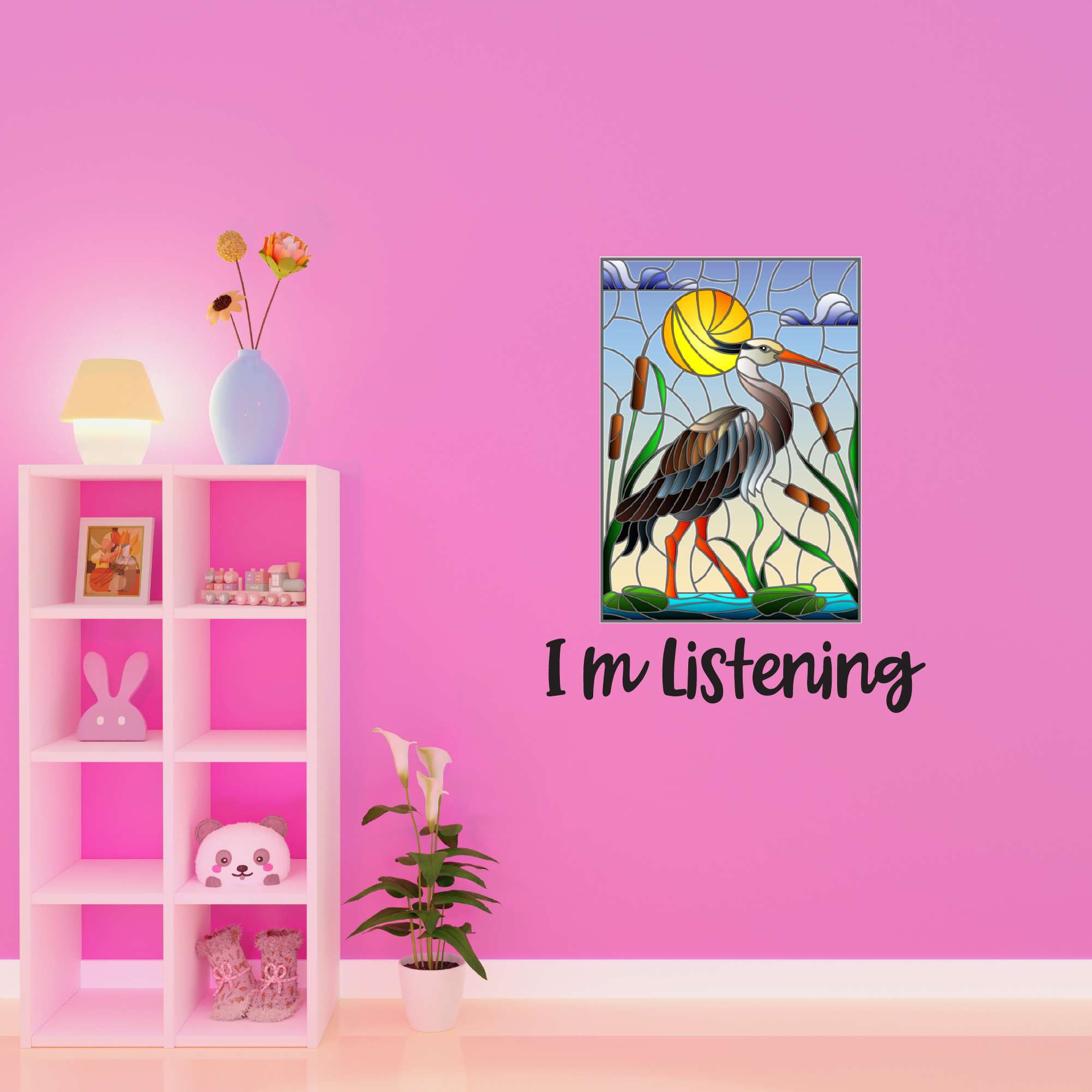 Heron Wall Decal I Am Listening Wall Decor For Living Room Bedroom Kids ...