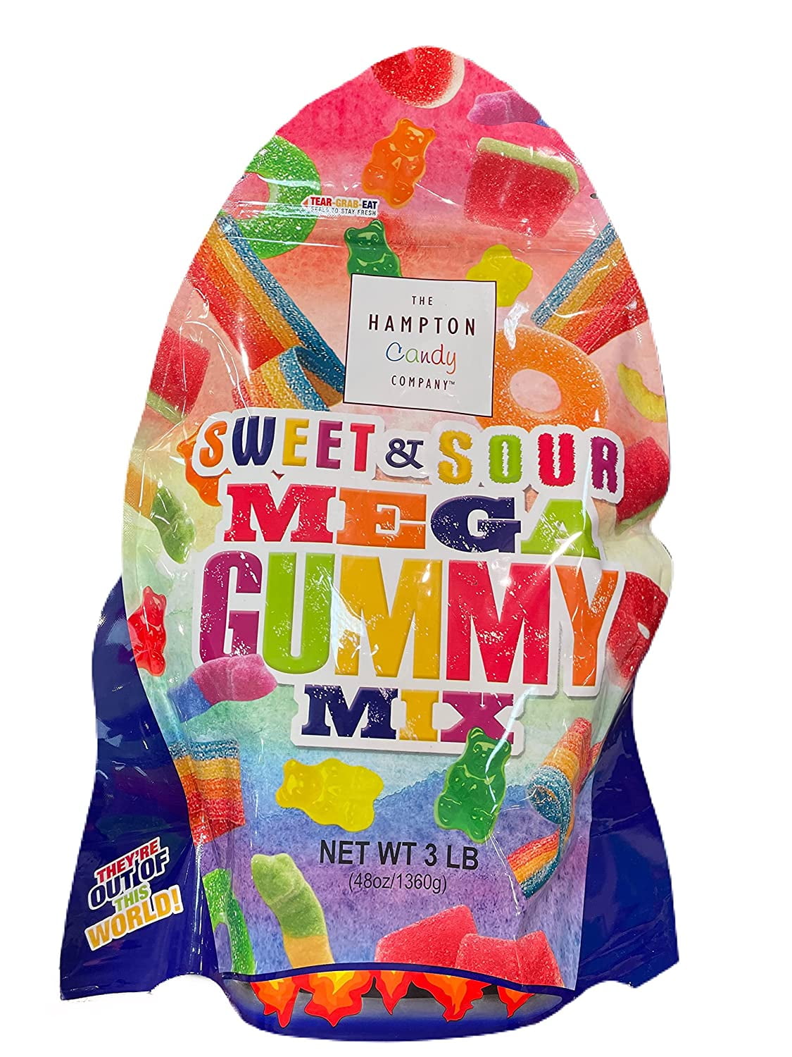 The Hampton Candy Company Sweet & Sour Mega Gummy Mix, 48 Ounce ...