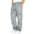 Mens Casual Pants Male Fitness Running Trousers Drawstring Loose Waist