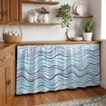 Blue Green Wave Line Cabinet Curtains for Kitchen 28"W x 51"L, Abstract ...