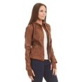MBJ WJC1433 Womens Hoodied Faux Leather biker Jacket XS CAMEL - Walmart.com