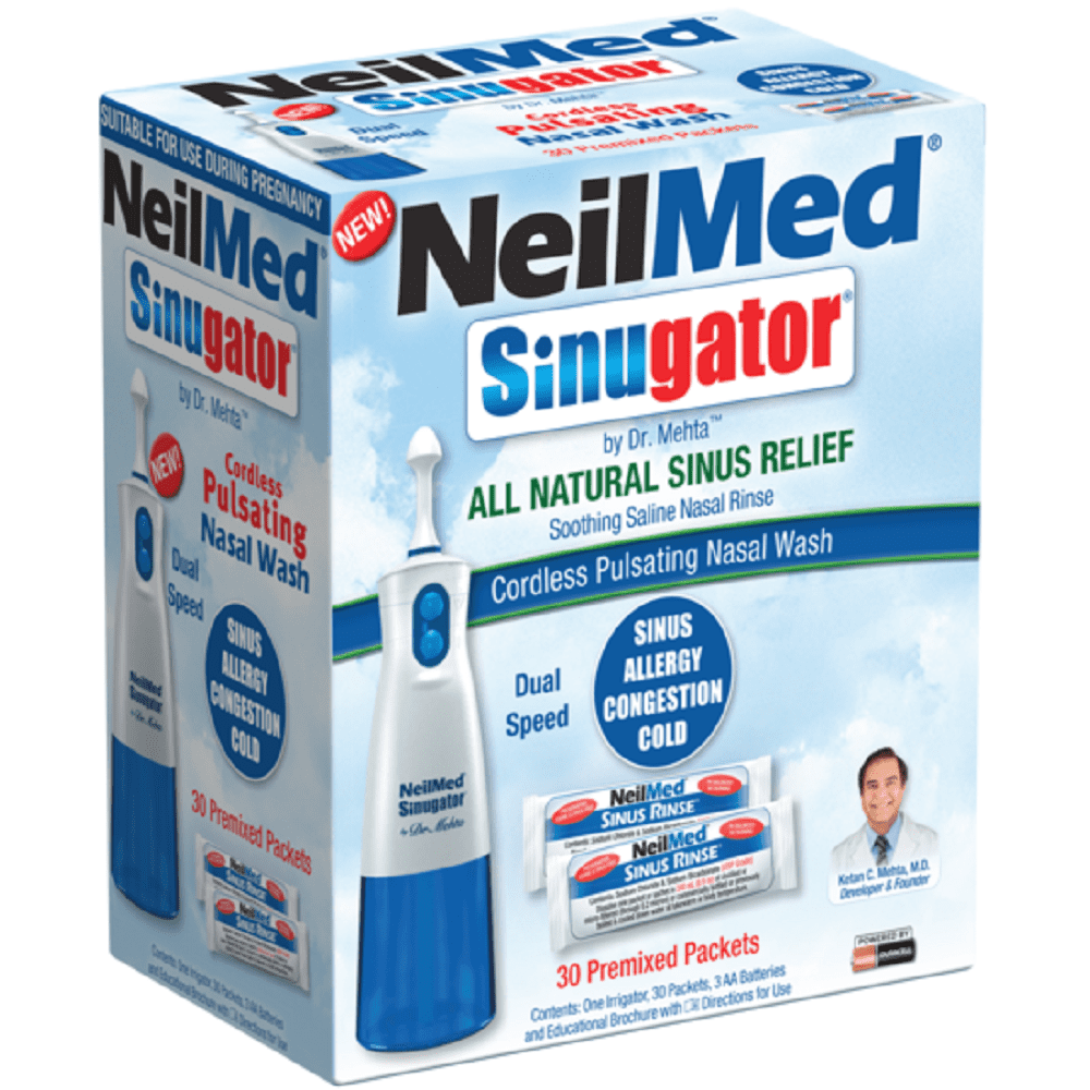 NeilMed Sinugator Pulsating Nasal Wash Kit, Nasal Irrigation, Reduces ...