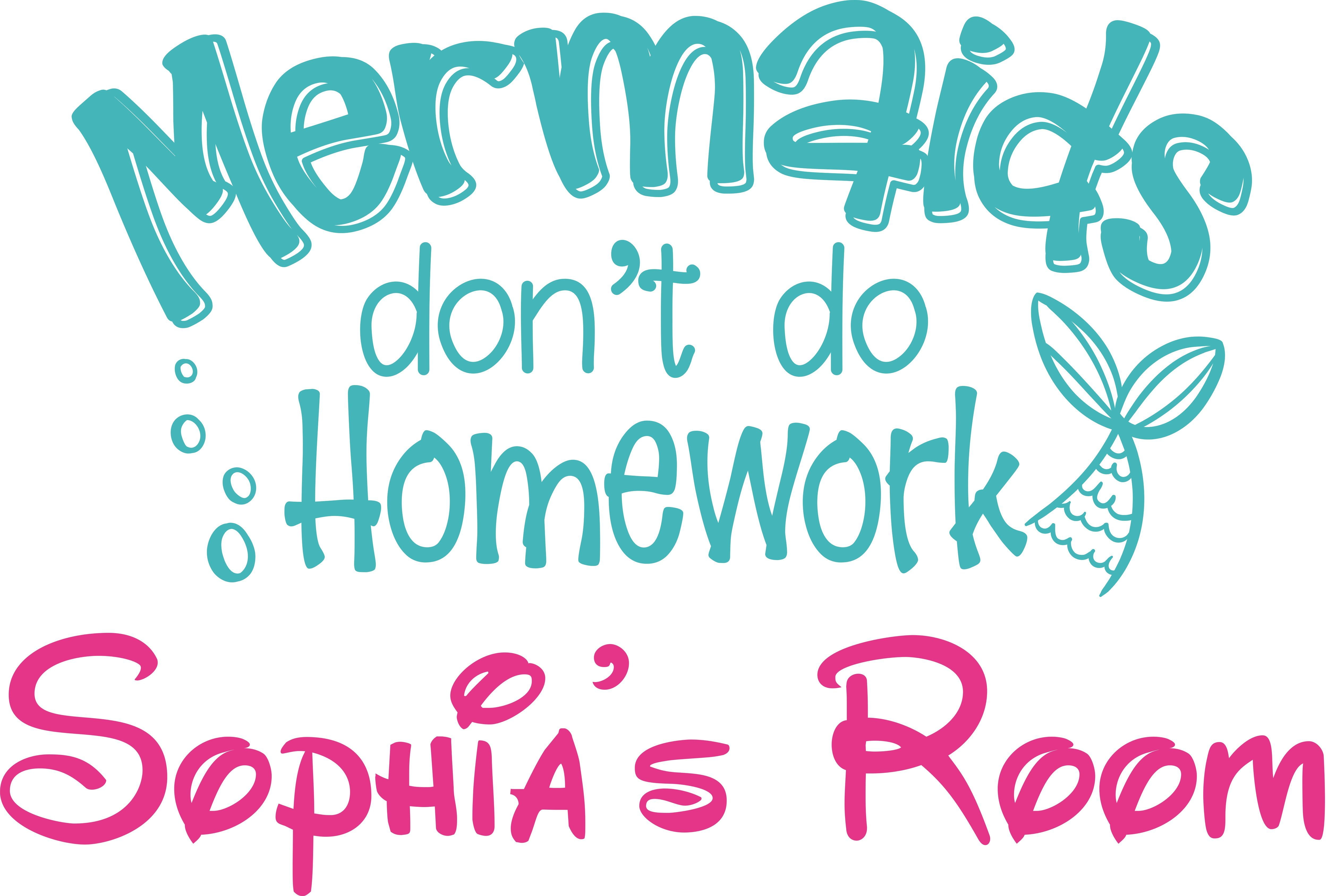 Mermaids Don't Do Homework School Custom Name Vinyl Wall Decal ...