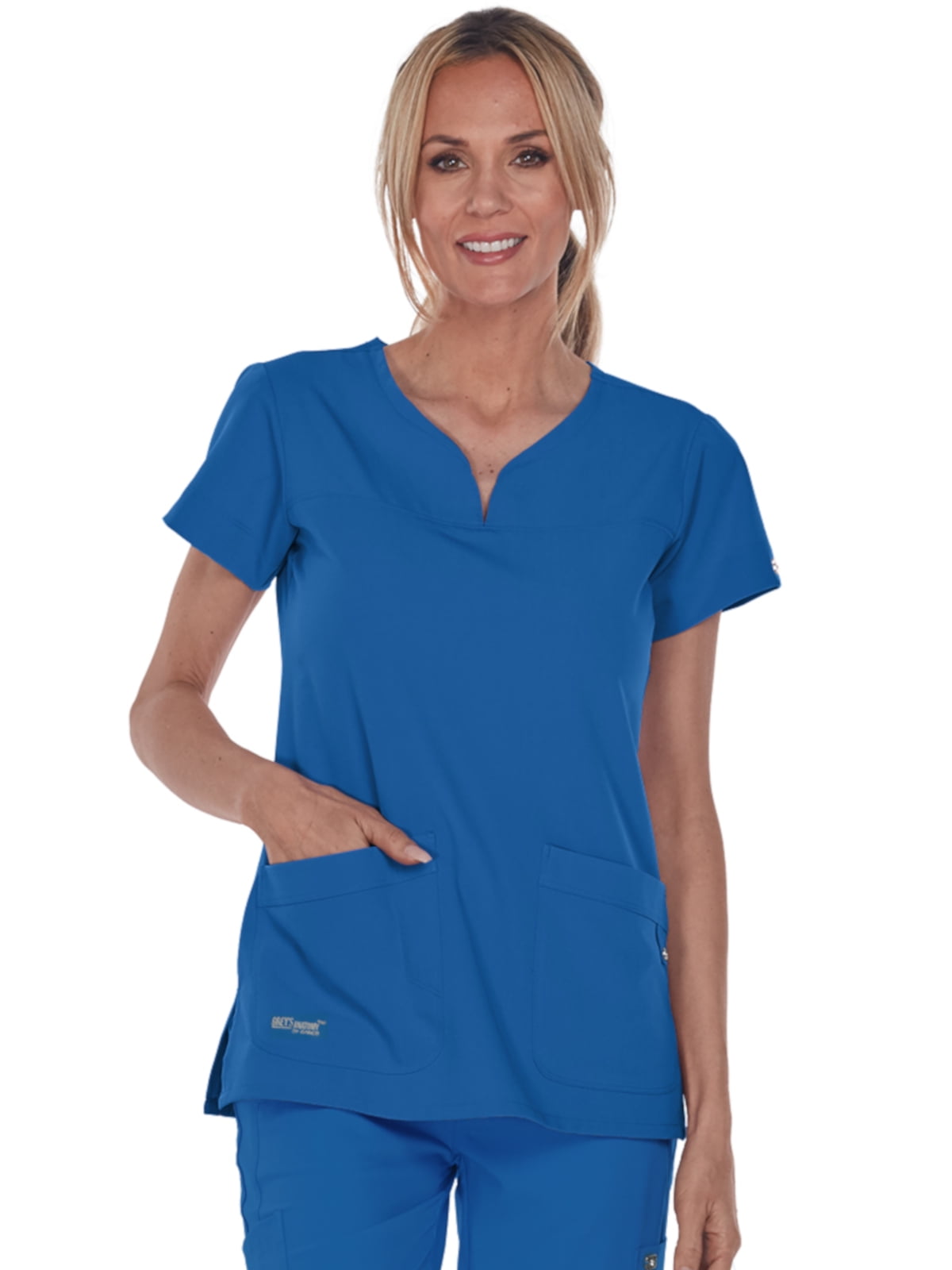 Grey's Anatomy Signature 2121 Women's Notch Neck Scrub Top New Royal S ...