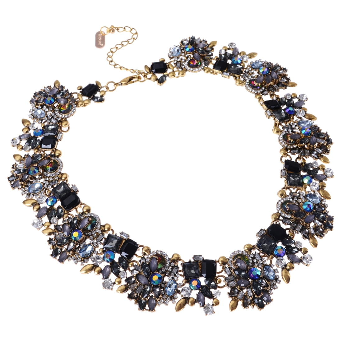 Jerollin Statement Collar Bib Necklace Rhinestone Crystal Choker Chain