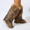 Women Winter Fluffy Faux Fur Knee High Boots Y2K Outdoor Snow Boots ...