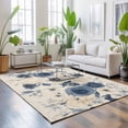 Area Rug 5x7ft Blue White Flowers Washable Area Rugs for Living Room ...