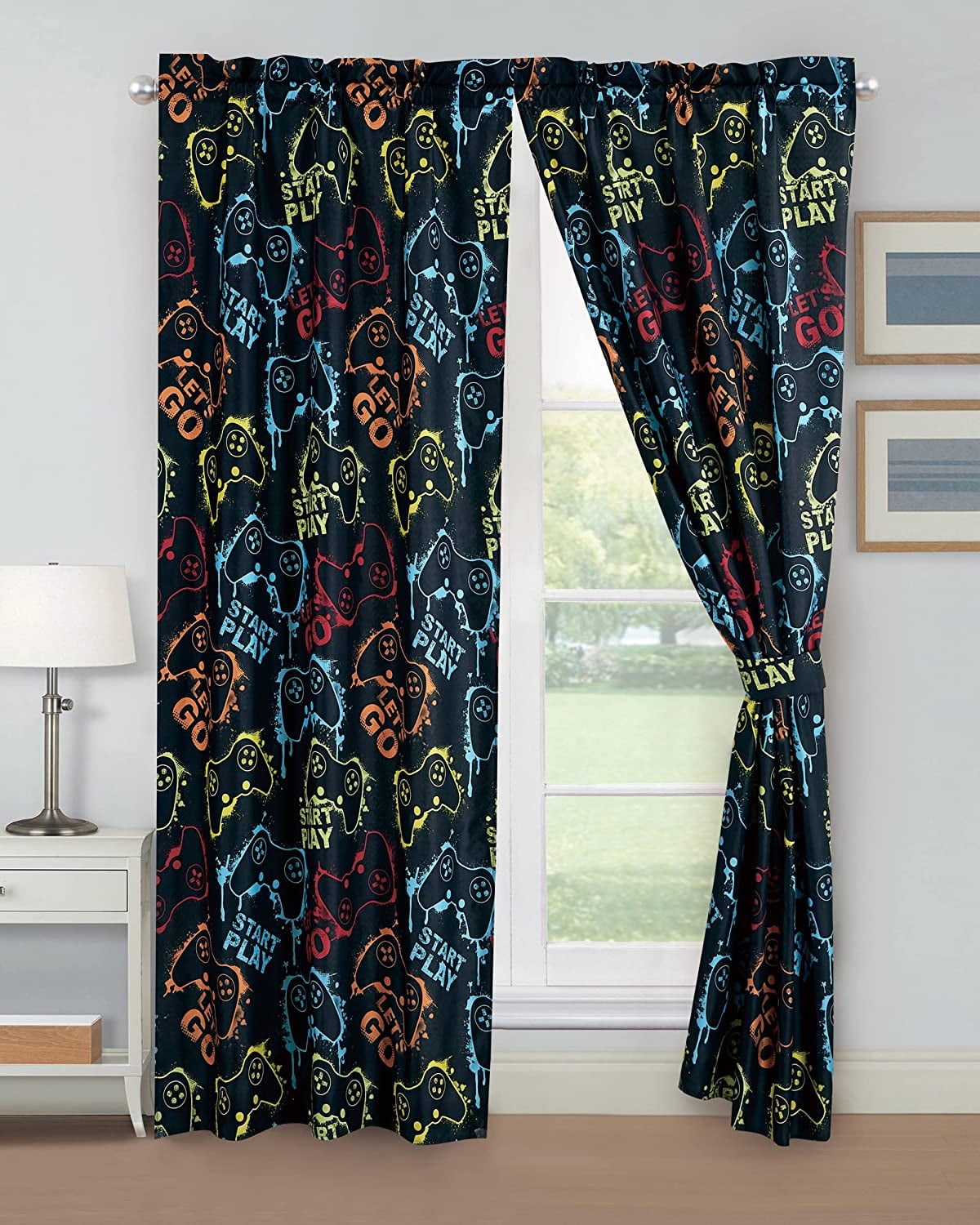 Chezmoi Collection 4-Piece Kids/Teens Gamer Window Curtain Set - Soft ...