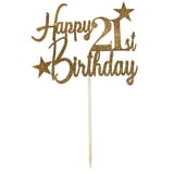 Happy 21st Birthday Gold Glittered Cake Topper Twenty One 21 Years Old ...
