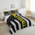 USA Flag Comforter Set Baseball Softball Bedding Set Twin,White Black ...