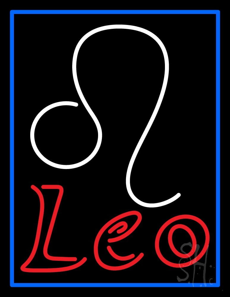 Red Leo Zodiac Blue Border LED Neon Sign 19" Tall x 15" Wide - inches ...