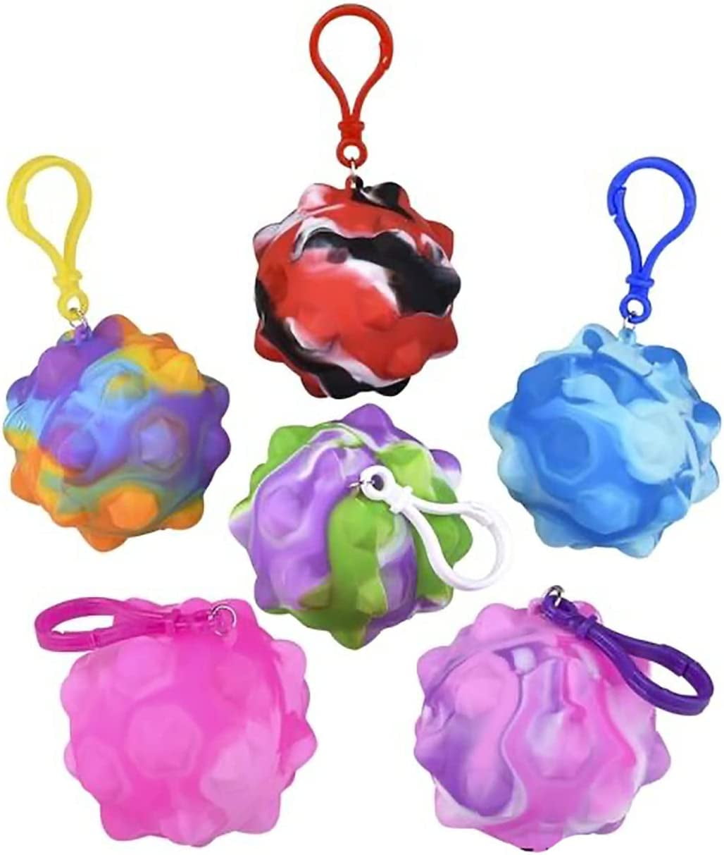 Set of 6 Bubble Pop Ball ON CLIP - Bubble Poppers on Ball Squeeze to ...