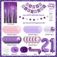BIRLON 21st Purple Birthday Decorations Set with Balloons, Banner ...