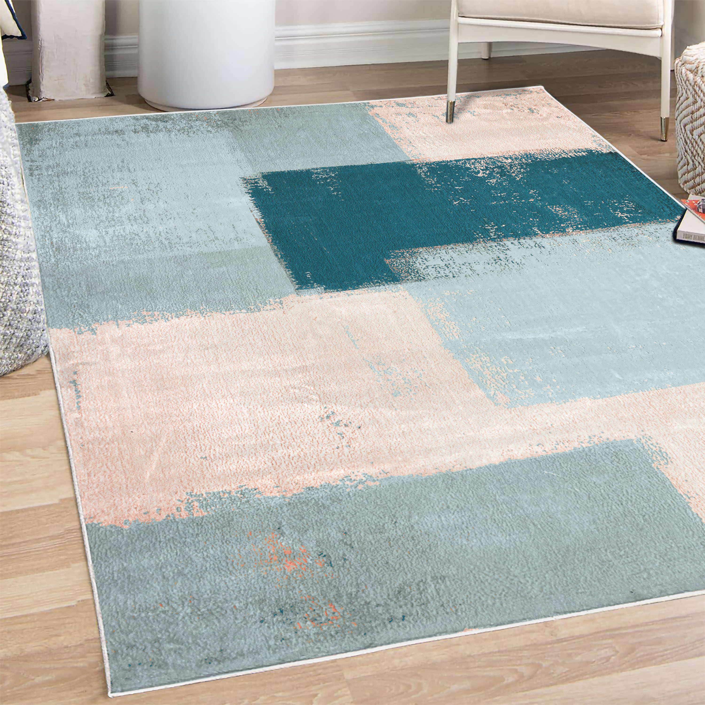 Abstract Decorative Rug, Abstract Grunge Style Brushstrokes Painting ...