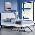 Maklaine Modern Performance Velvet Queen Platform Bed in White ...