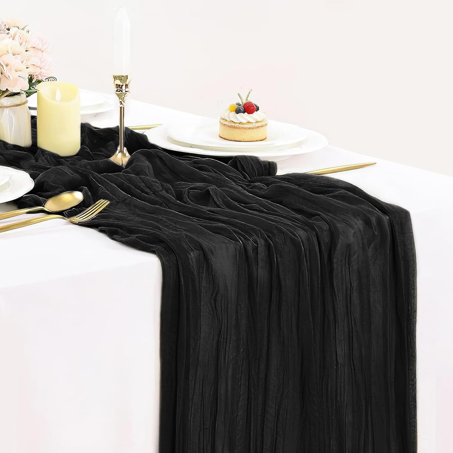 Click here for Unbranded Dusty Blue Cheesecloth Table Runner 35x1... prices