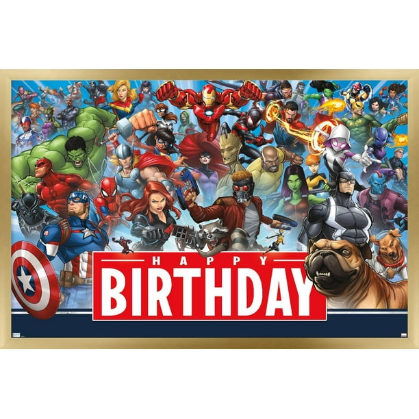 Marvel - Happy Birthday Wall Poster, 22.375" x 34" Framed - Walmart.com