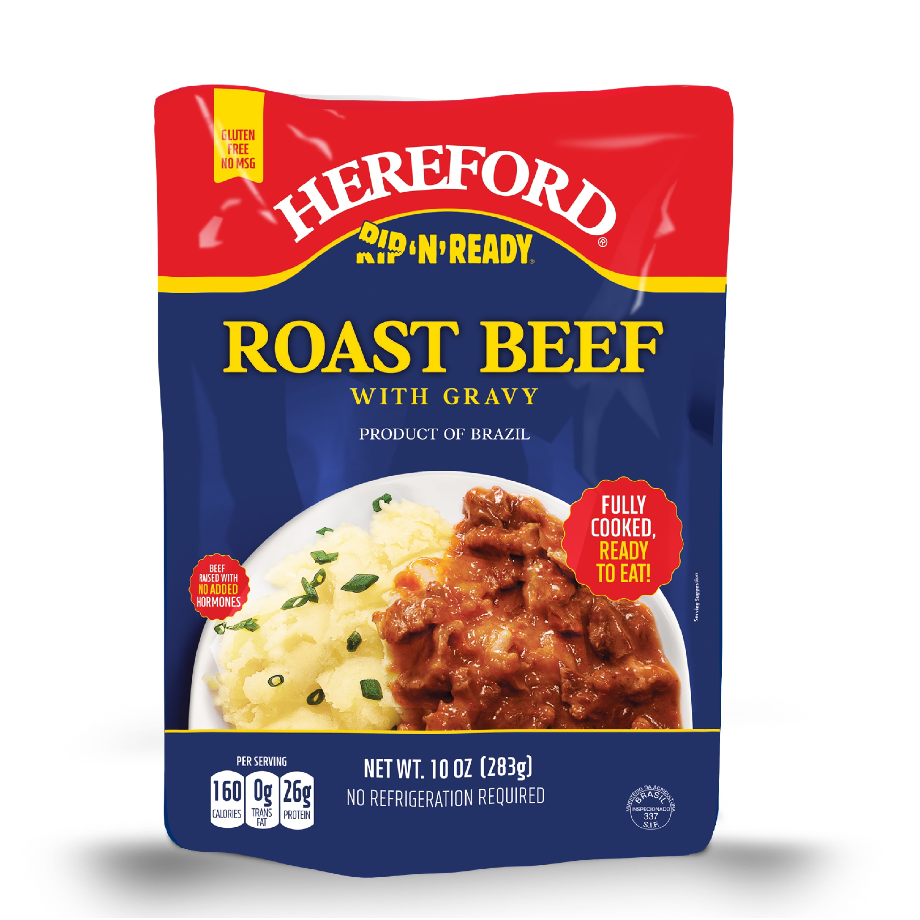 Hereford Fully Cooked Roast Beef with Gravy, Shelf Stable Pouch, 10 oz ...