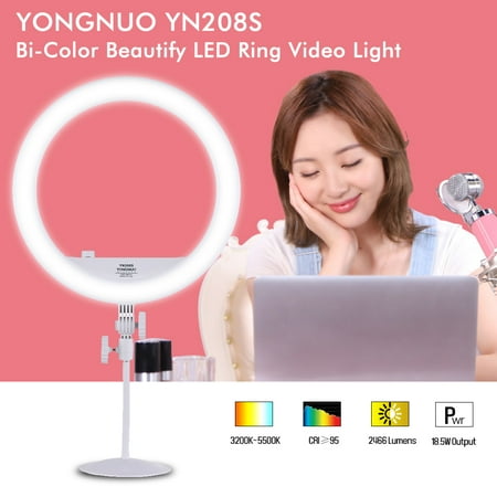 YONGNUO YN208S 3200K-5500K Bi-Color LED Video Light Ring Type Beautify ...