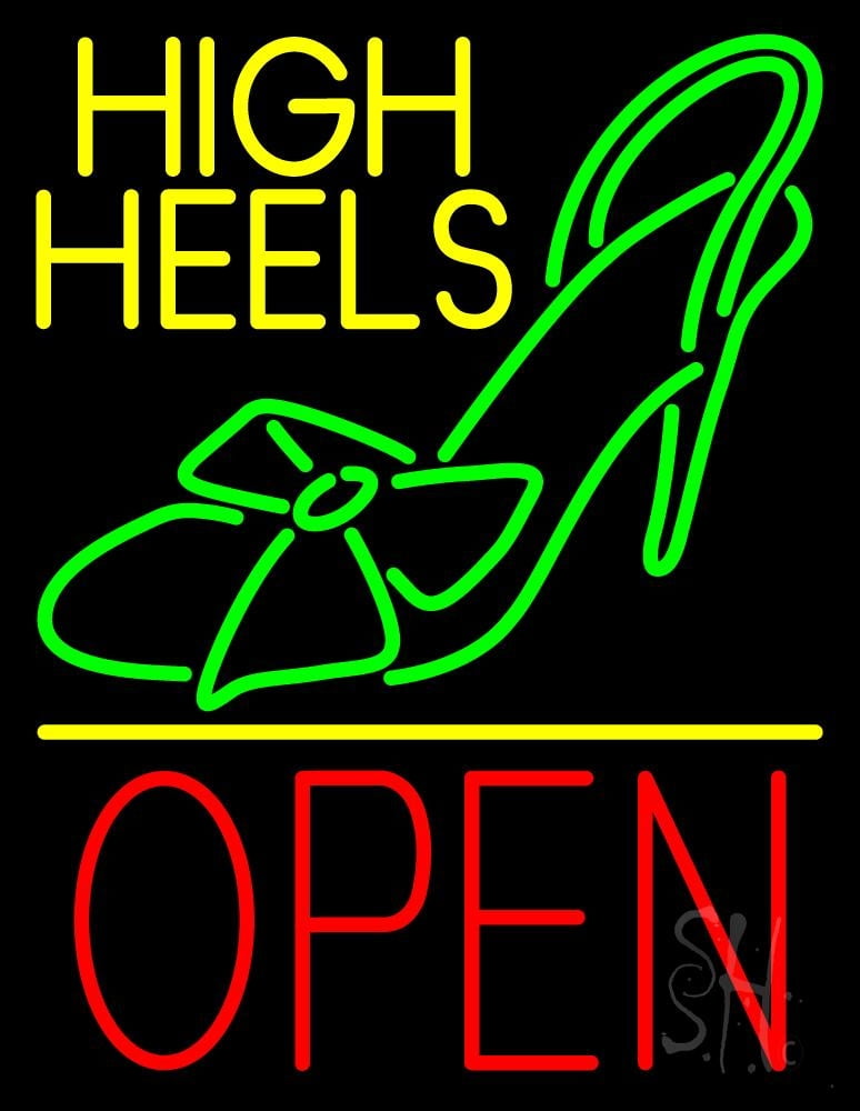 Yellow High Heels Sandal Open LED Neon Sign 24 x 31 - inches, Black ...