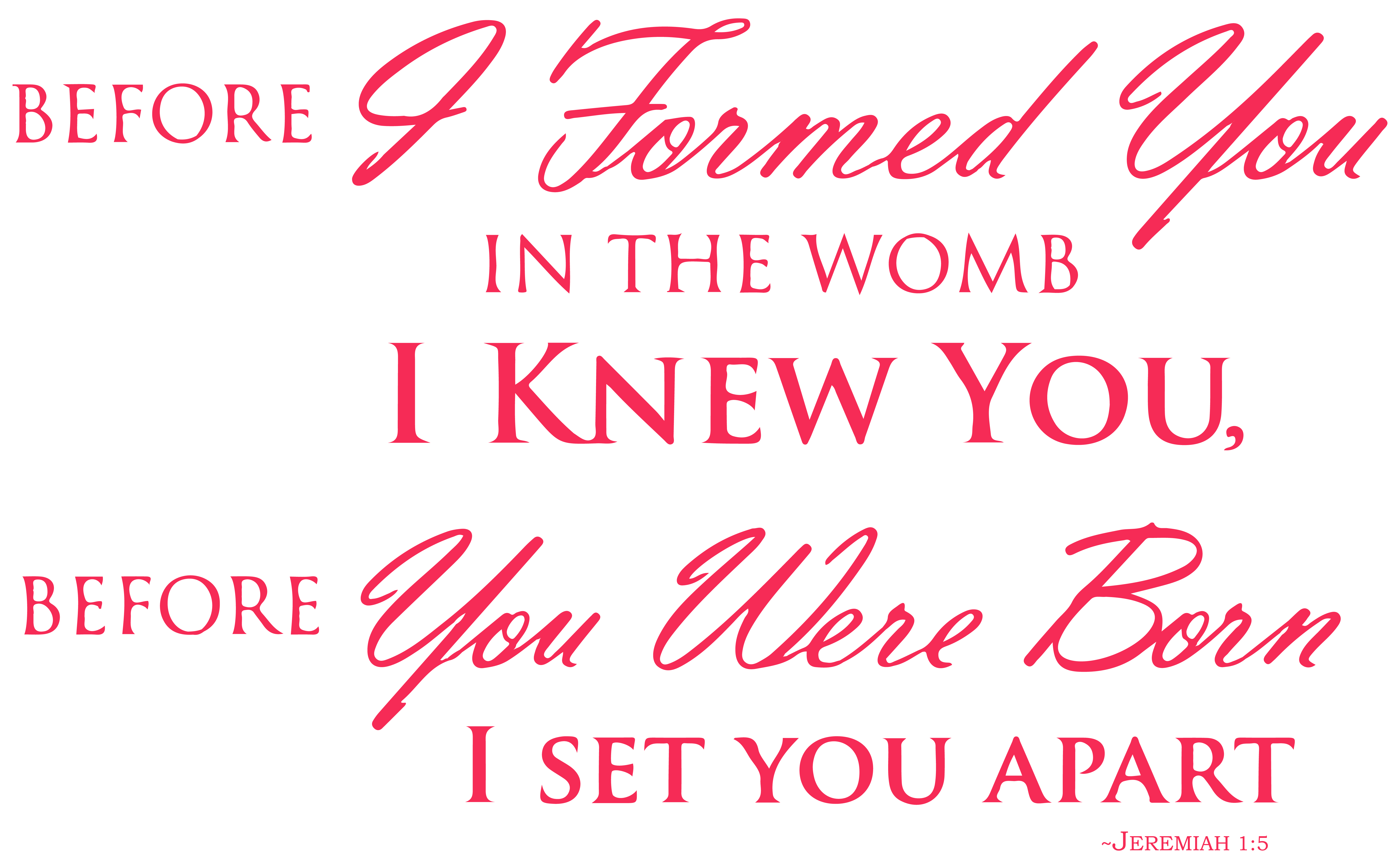 Jeremiah 1:5 Before I formed you in the wombâ ¦ Vinyl Decal Sticker ...