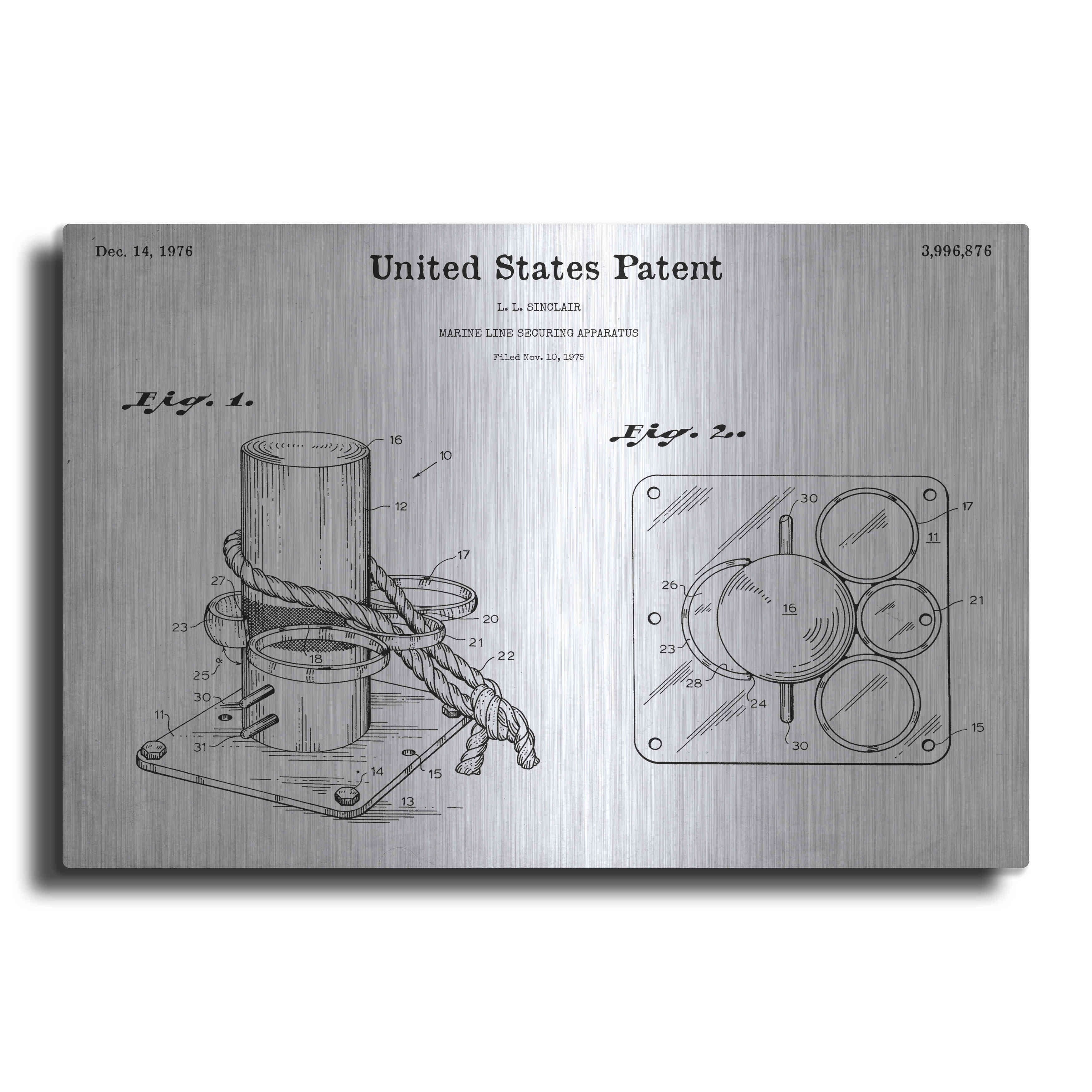 Luxe Metal Art 'Marine Line Secure Device Blueprint Patent White ...