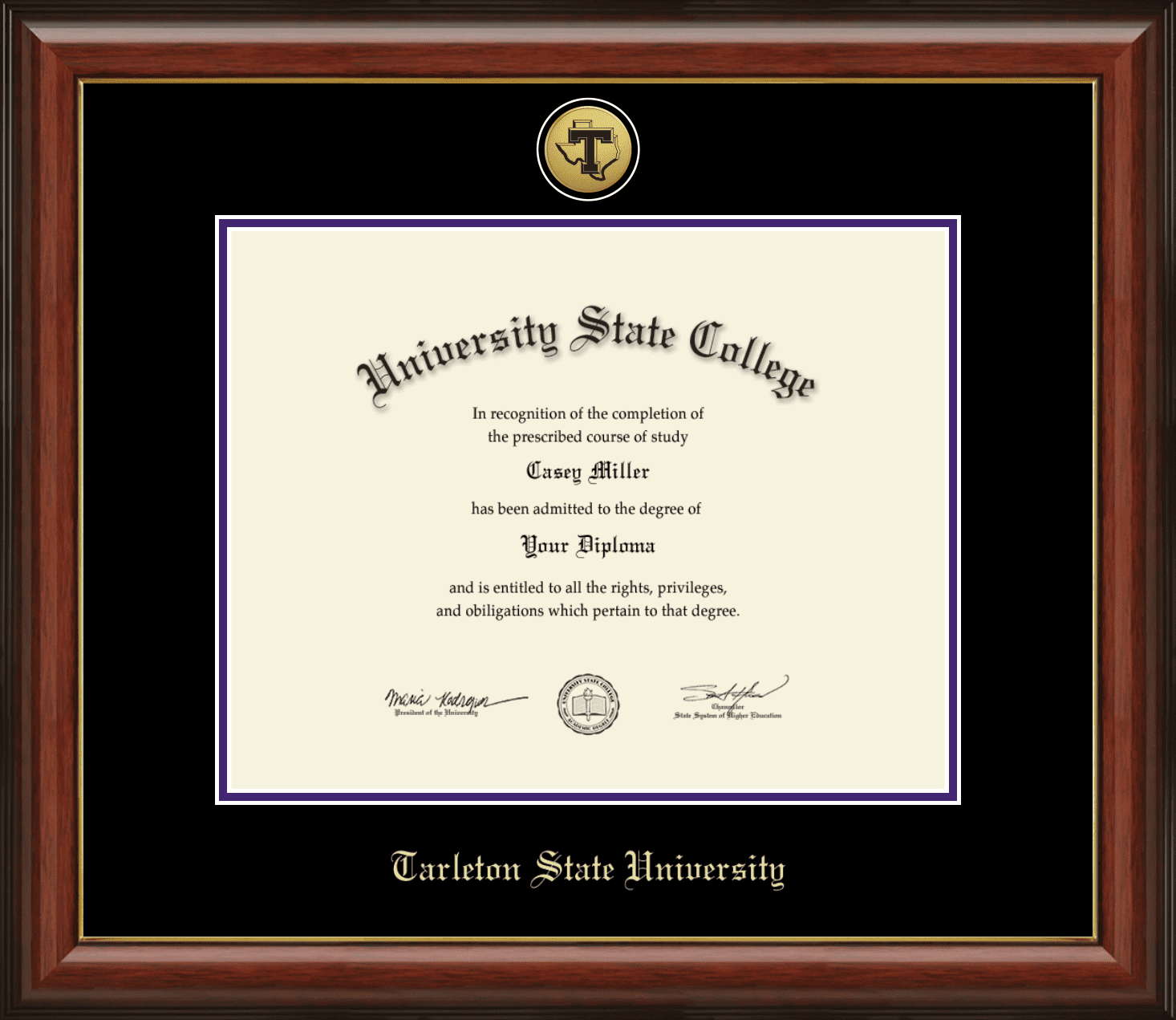 Tarleton State University Diploma Frame, Document Size 14" x 11 ...
