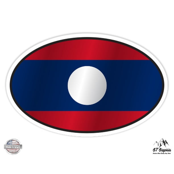 Laos Flag Oval - 12" Vinyl Sticker Waterproof Decal - Walmart.com